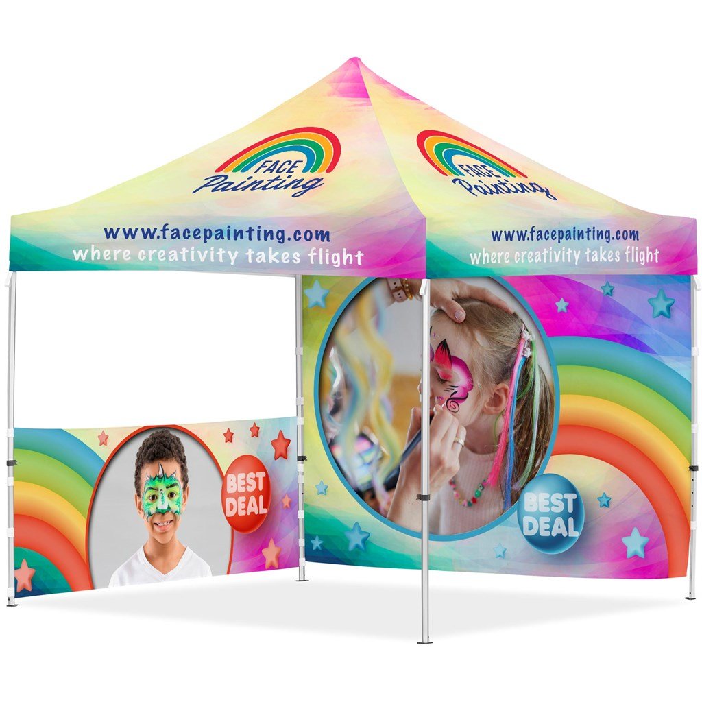 Coated Steel Sublimated Gazebo 3m x 3m - 1 Half-Wall Skin - 1 Full-Wall ...